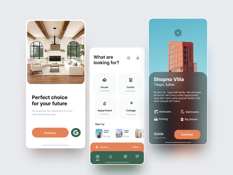 Real Estate Mobile App UI Design by Nikunj Rathod on Dribbble