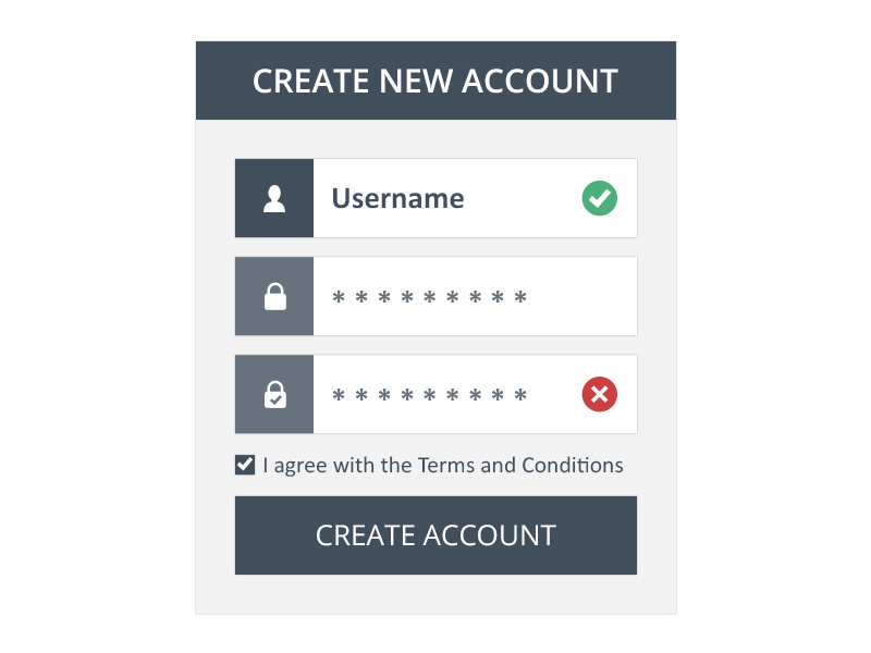 Create New Account Form by Mircu Razvan on Dribbble