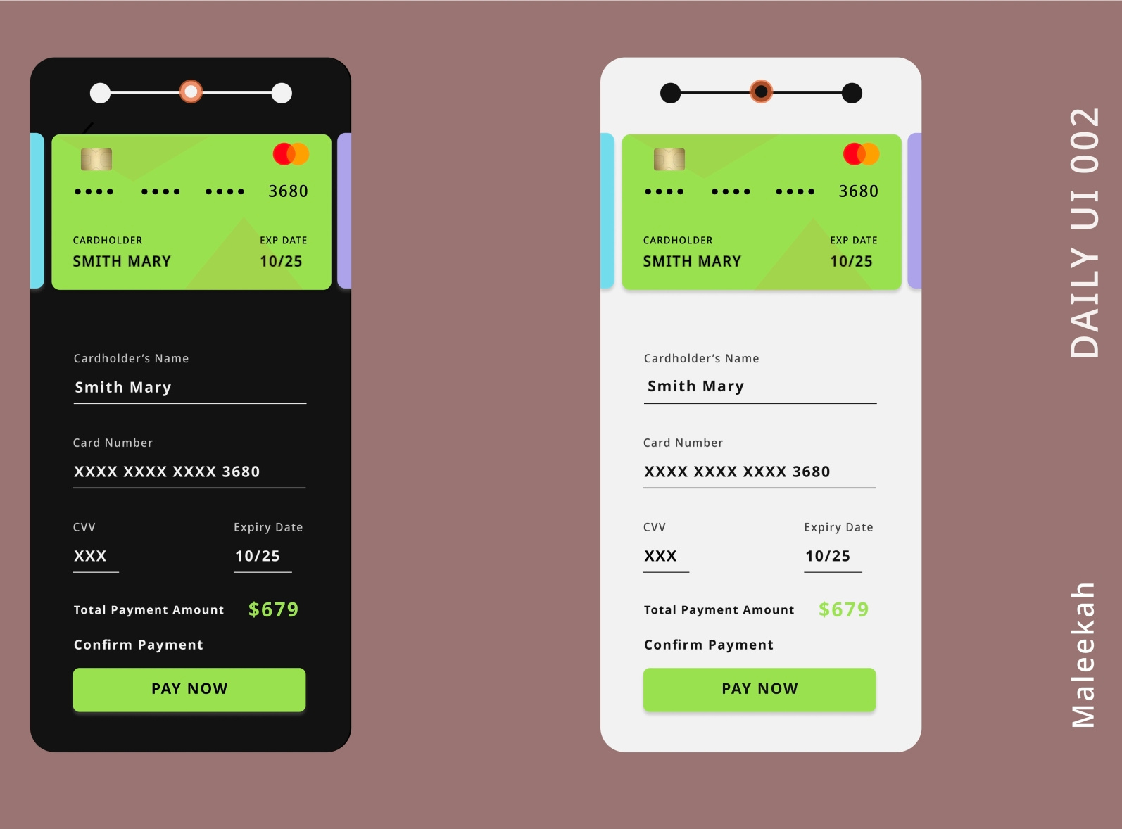 Daily UI #002 Credit Card Checkout by Maleekah on Dribbble