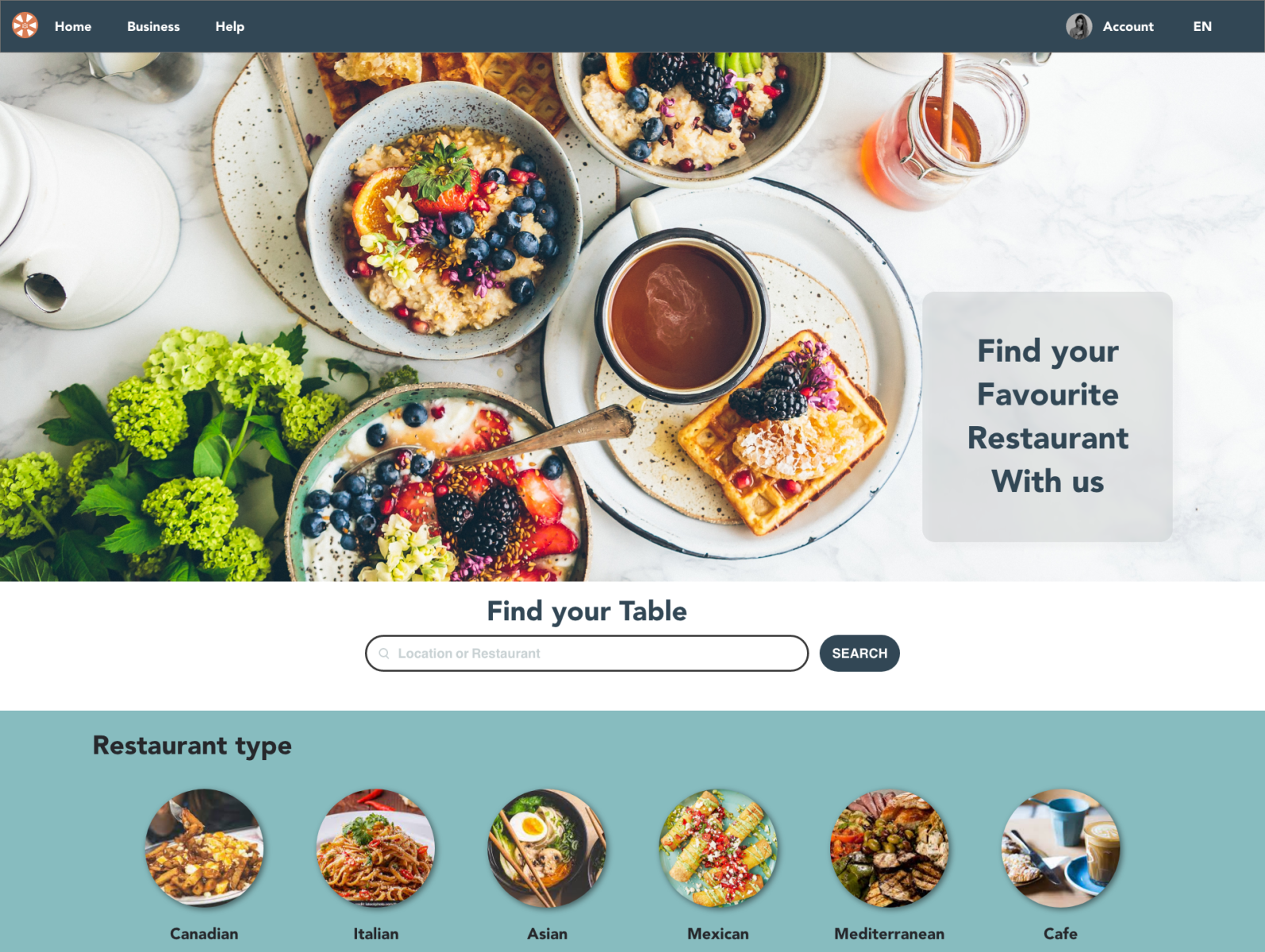 Restaurant Booking website Homepage by Macy Takaffoli on Dribbble