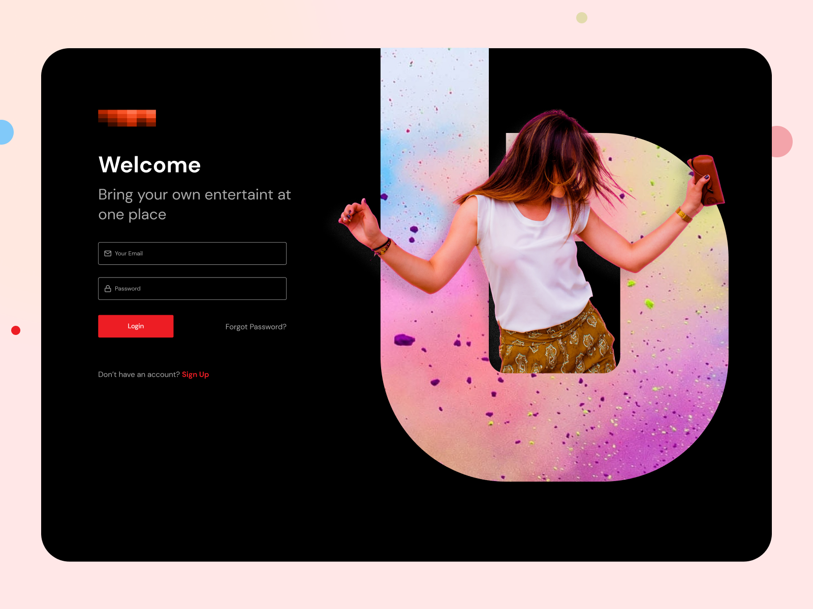 Login screen for a personalized entertainment media channel by Hariom ...