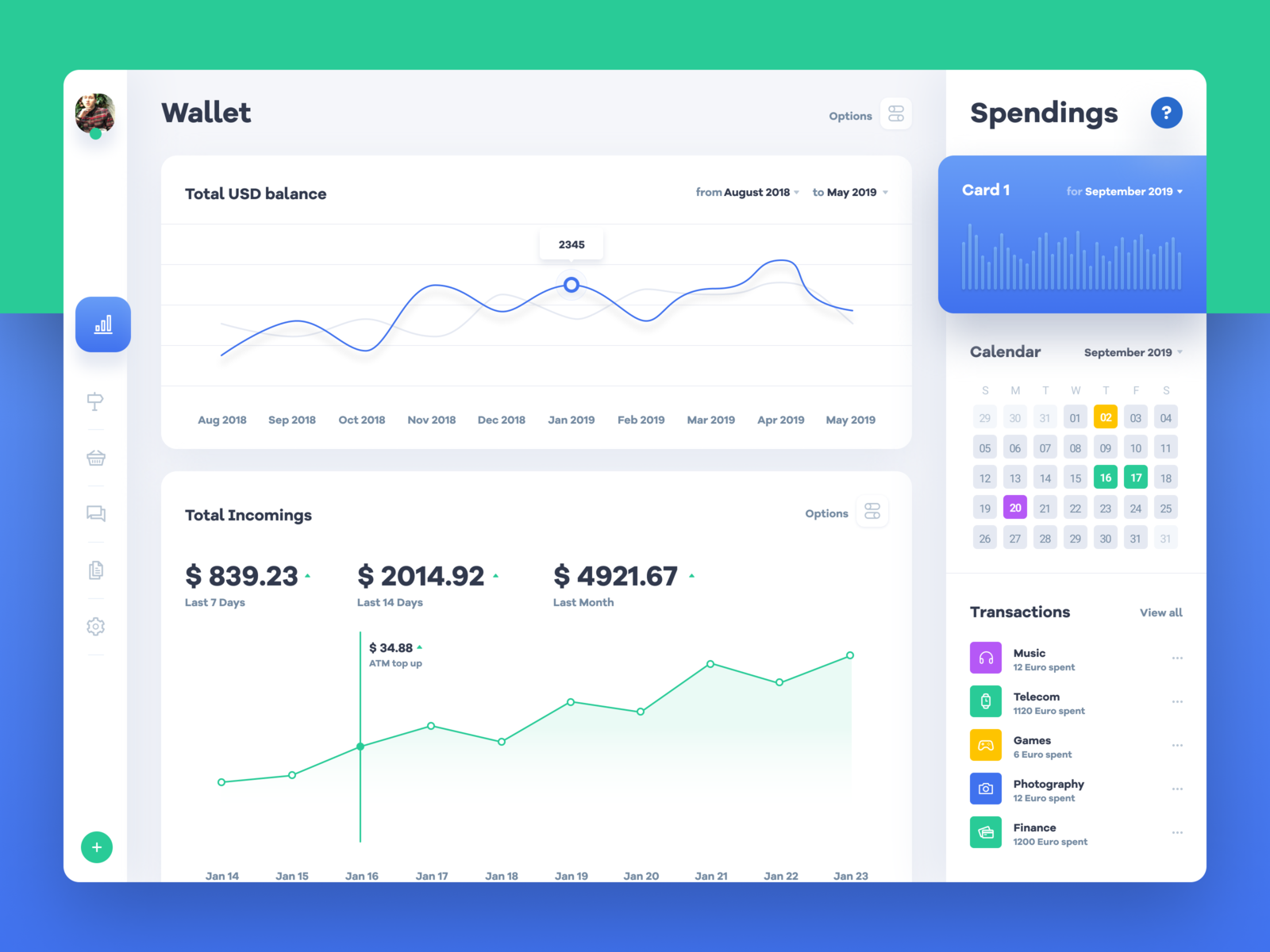 Wallet App by Andriy Pryvalov for etheric.agency on Dribbble
