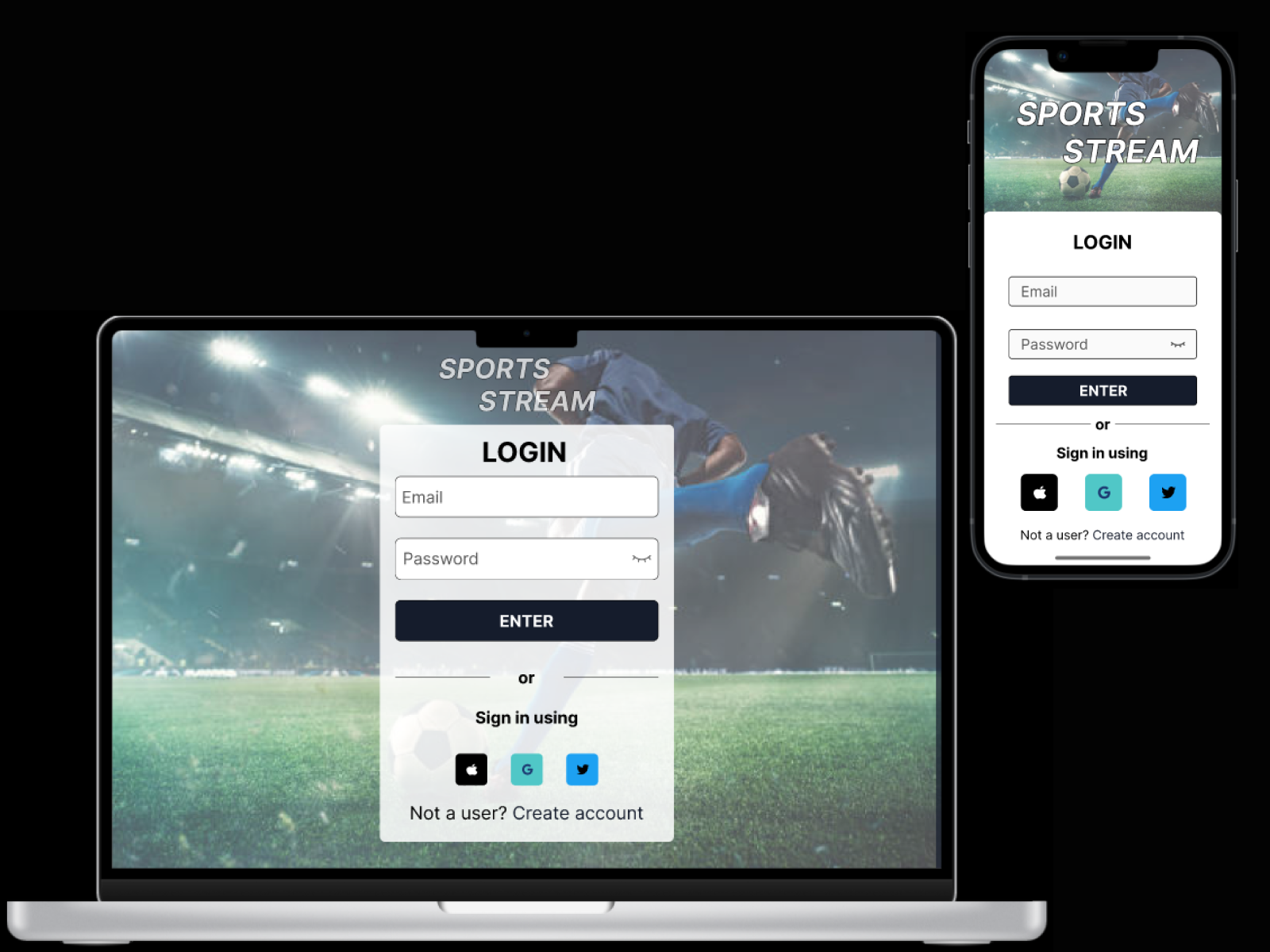 Login Page for sport streaming site (light mode) by Michael Ibuaku on ...