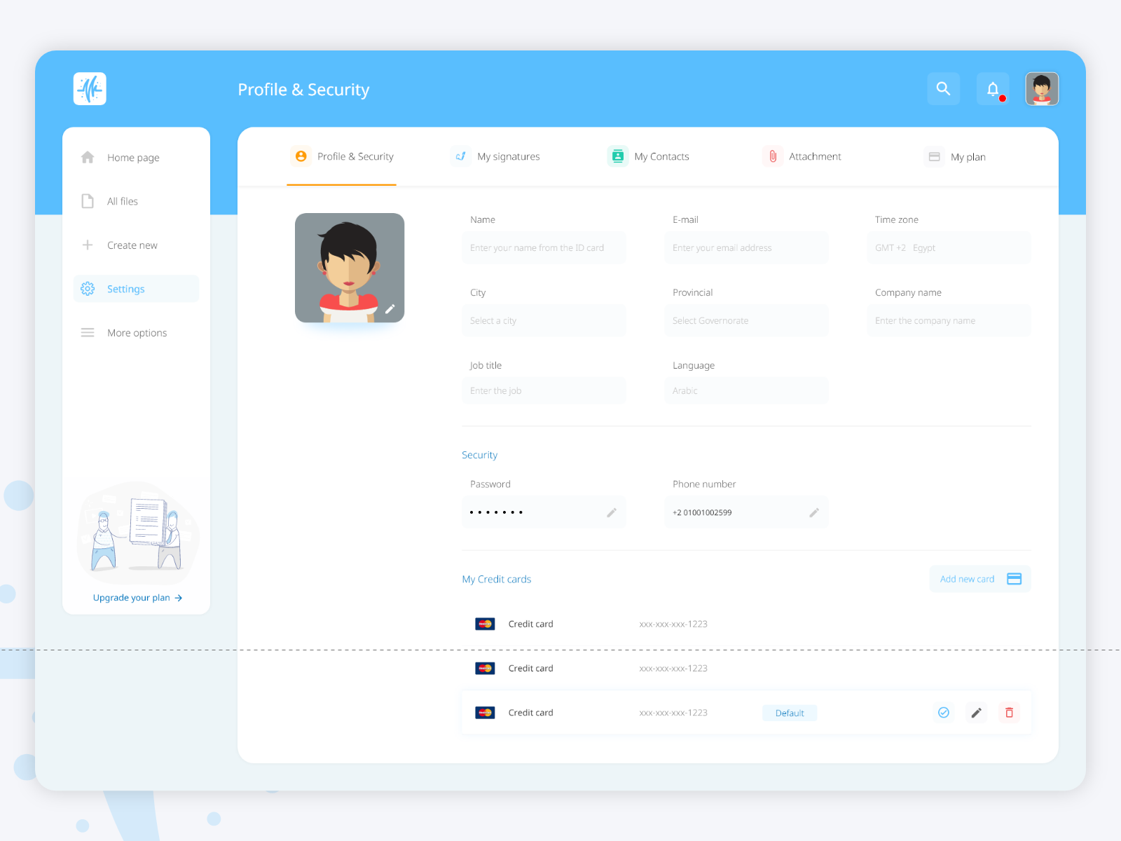 Profile and Security by Ahmed ElHadi on Dribbble