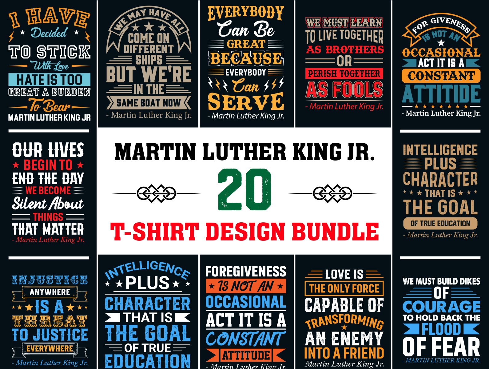 Martin Luther King Jr. T-Shirt Design 20 Bundle by MD TAZBID AHMED on ...