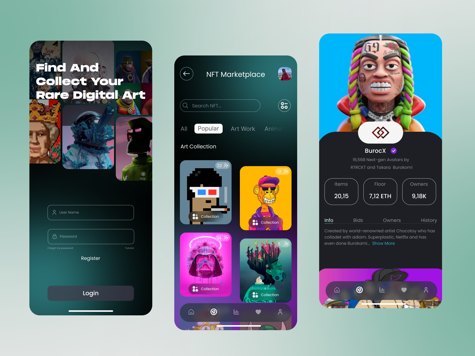 NFT Mobile App by Burak Özçelik on Dribbble