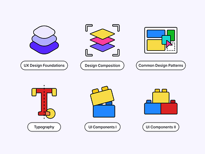 Course covers by Katerina Tereshko for Uxcel on Dribbble