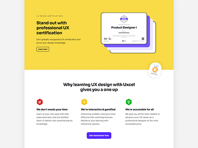 Uxcel Home Page by Katerina Tereshko for Uxcel on Dribbble