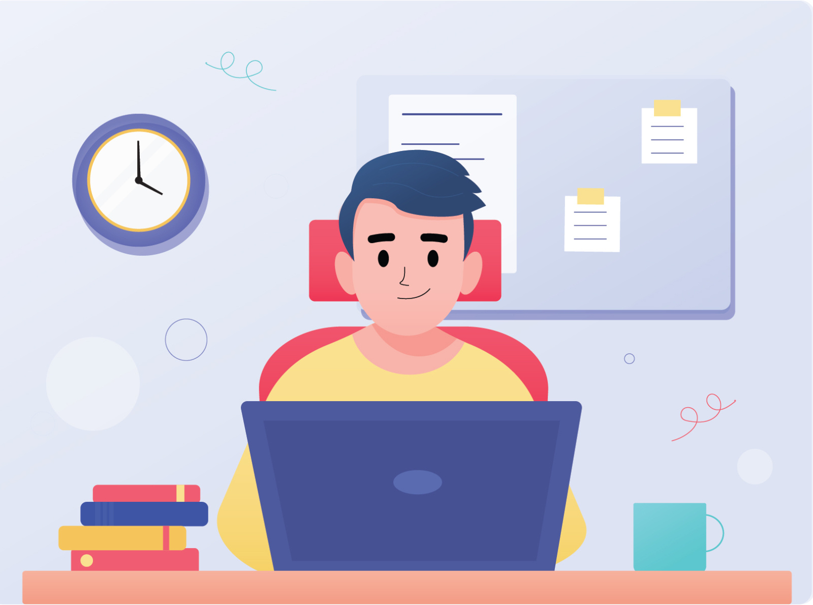 Man working with computer by Mila Poluboyarinova on Dribbble
