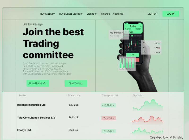 Landing Page of a Stock Market trading website by Krishit_05 on Dribbble