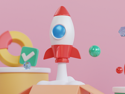 Startup Launch 3D illustration by Dero for Uneric Studio on Dribbble