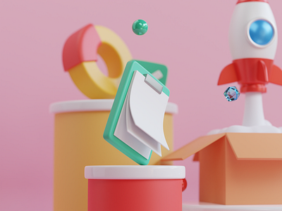 Startup Launch 3D illustration by Dero for Uneric Studio on Dribbble