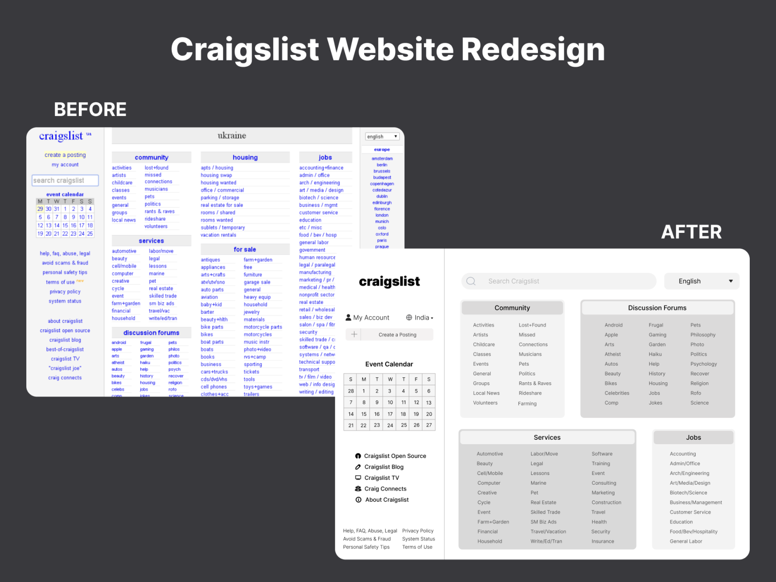 Craigslist Website Redesign by Gayan Raja on Dribbble