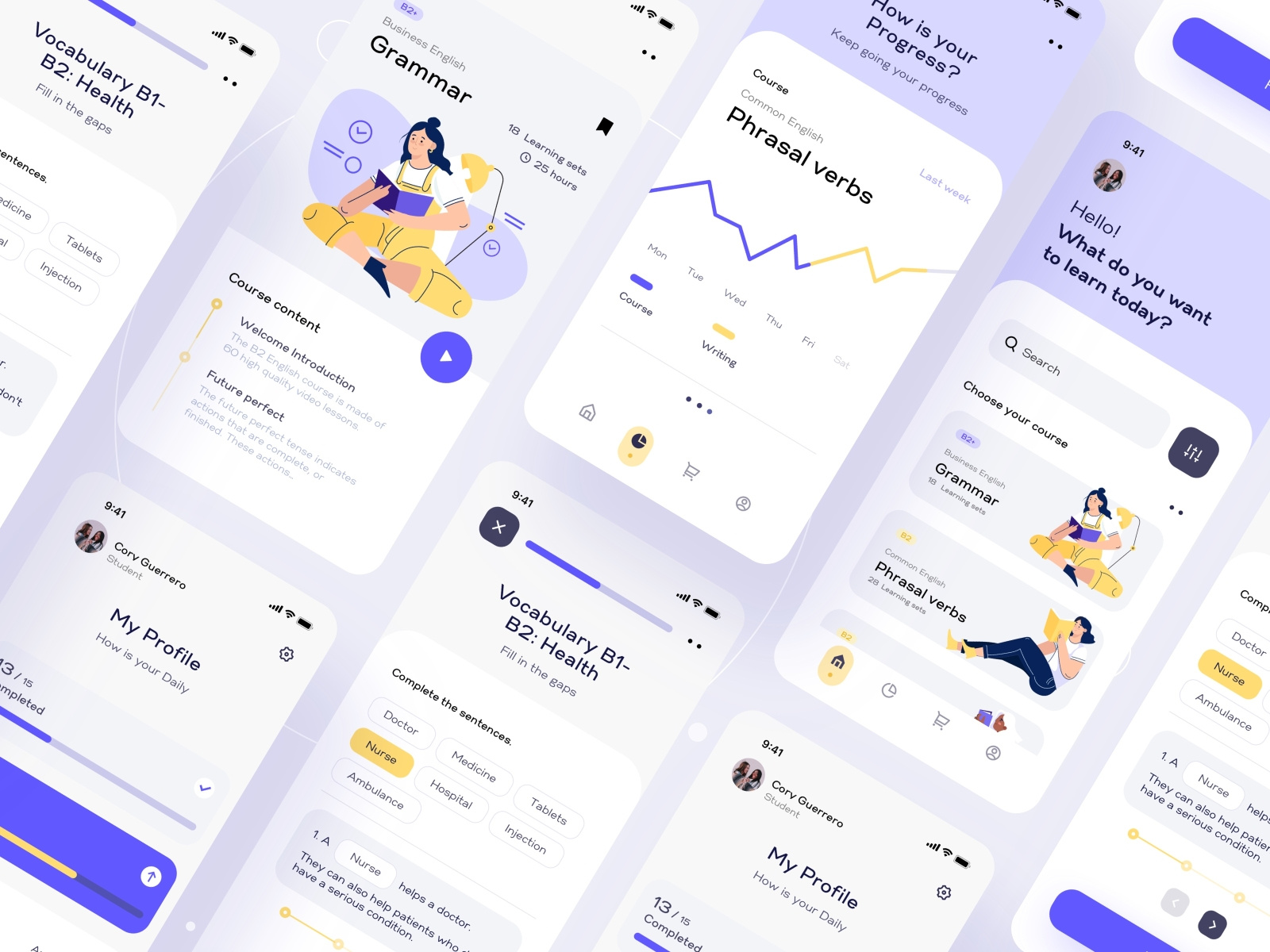 Learning Language Mobile App UI by Michel Achkar on Dribbble