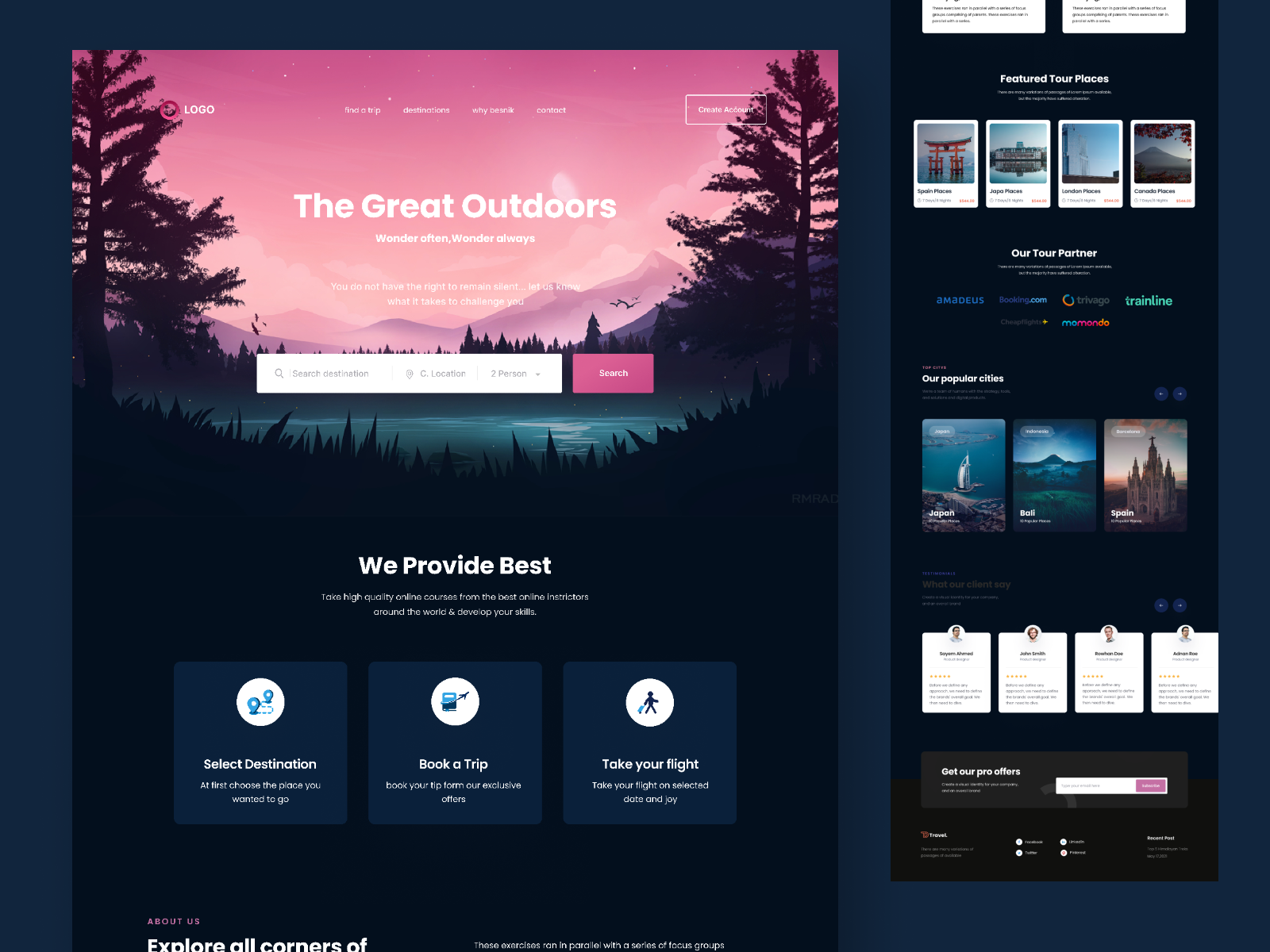 Touring Website UI Design by Imam Mehedi on Dribbble
