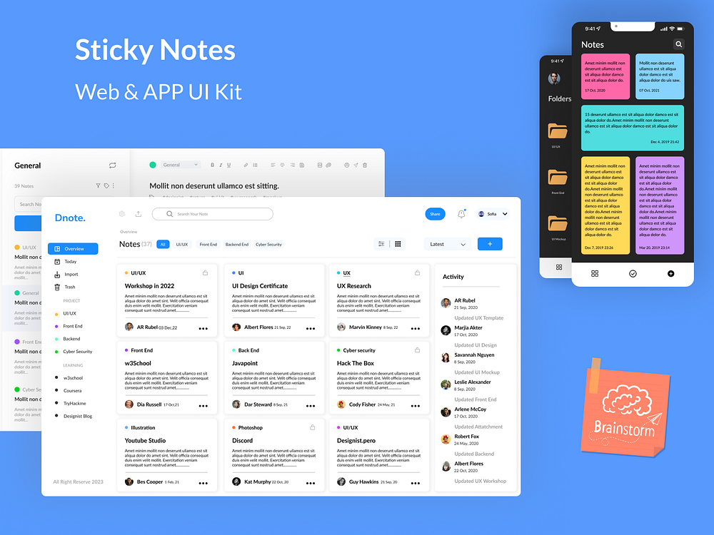Sticky Notes Web & App UI Kit by Designist on Dribbble