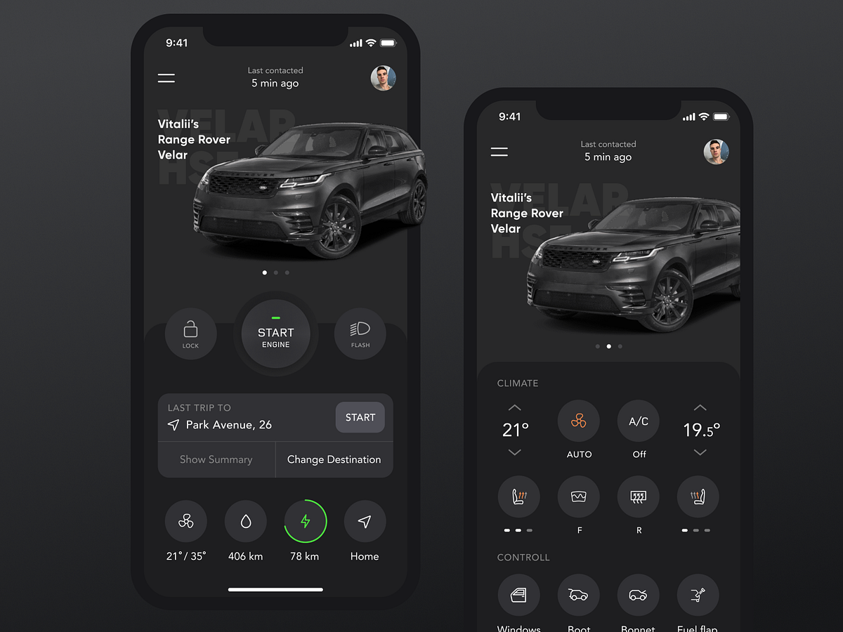 Range Rover Connected Car - Mobile App by Vitalii Prokopenko on Dribbble
