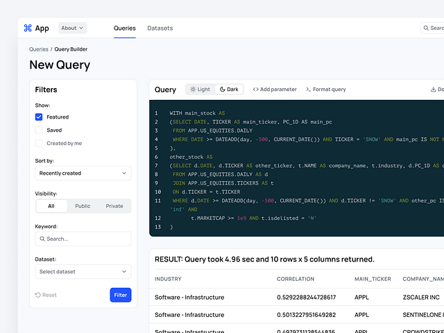 Query builder by Vitalii Prokopenko on Dribbble