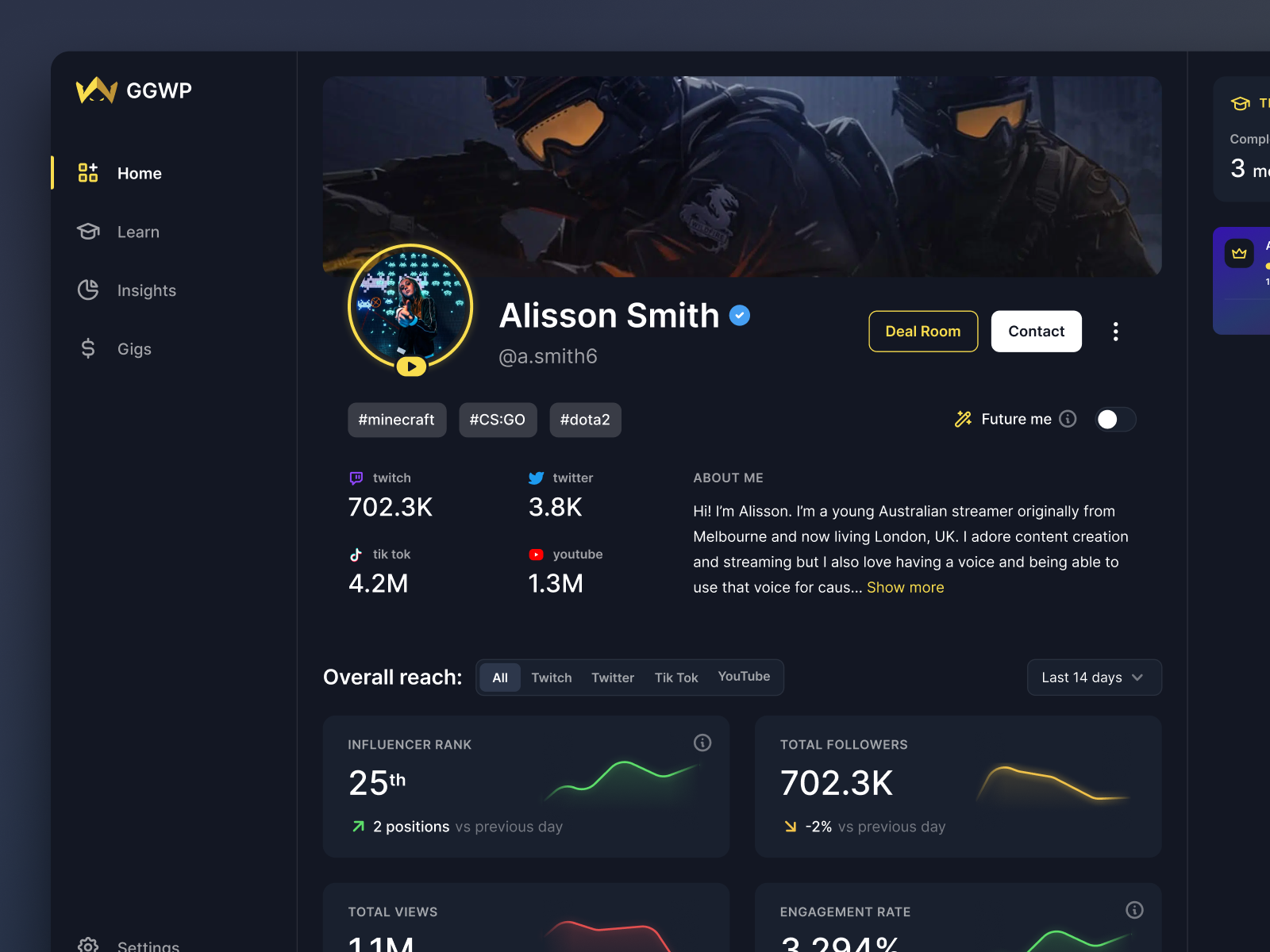 Streamer portal - Profile Screen by Vitalii Prokopenko for Never Before ...