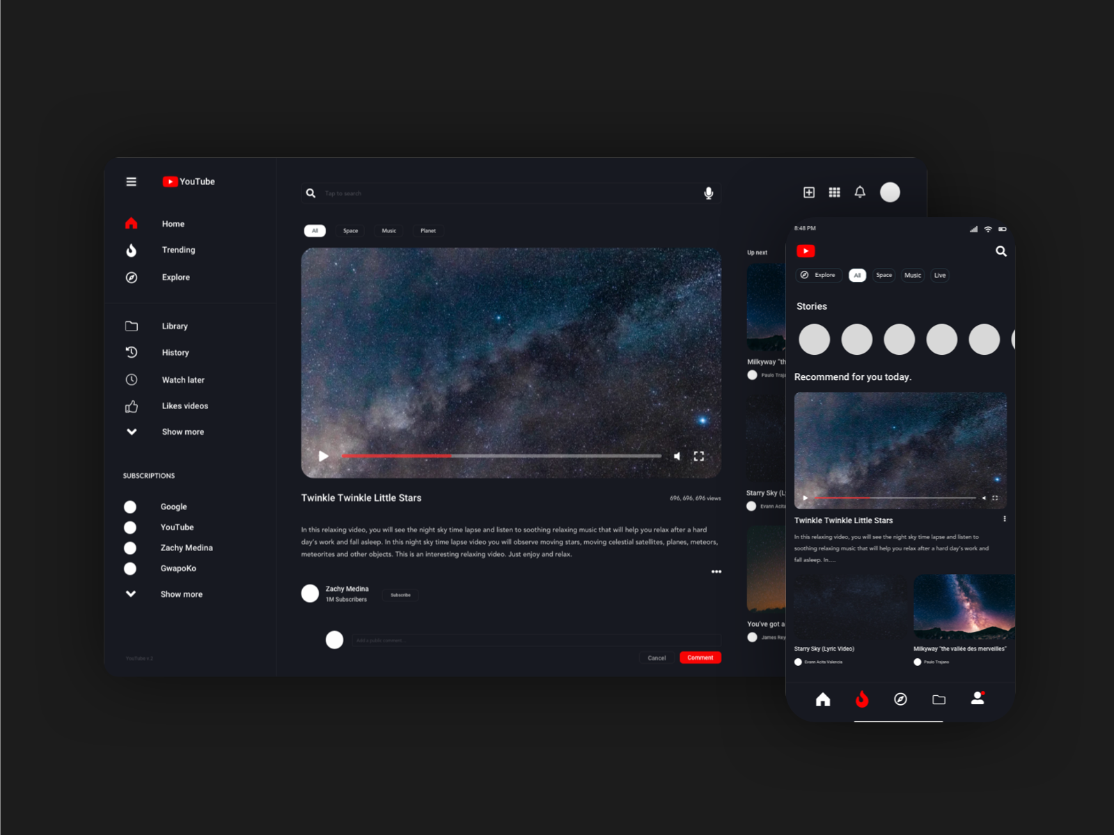 Youtube Redesign concept by Zachy Medina on Dribbble