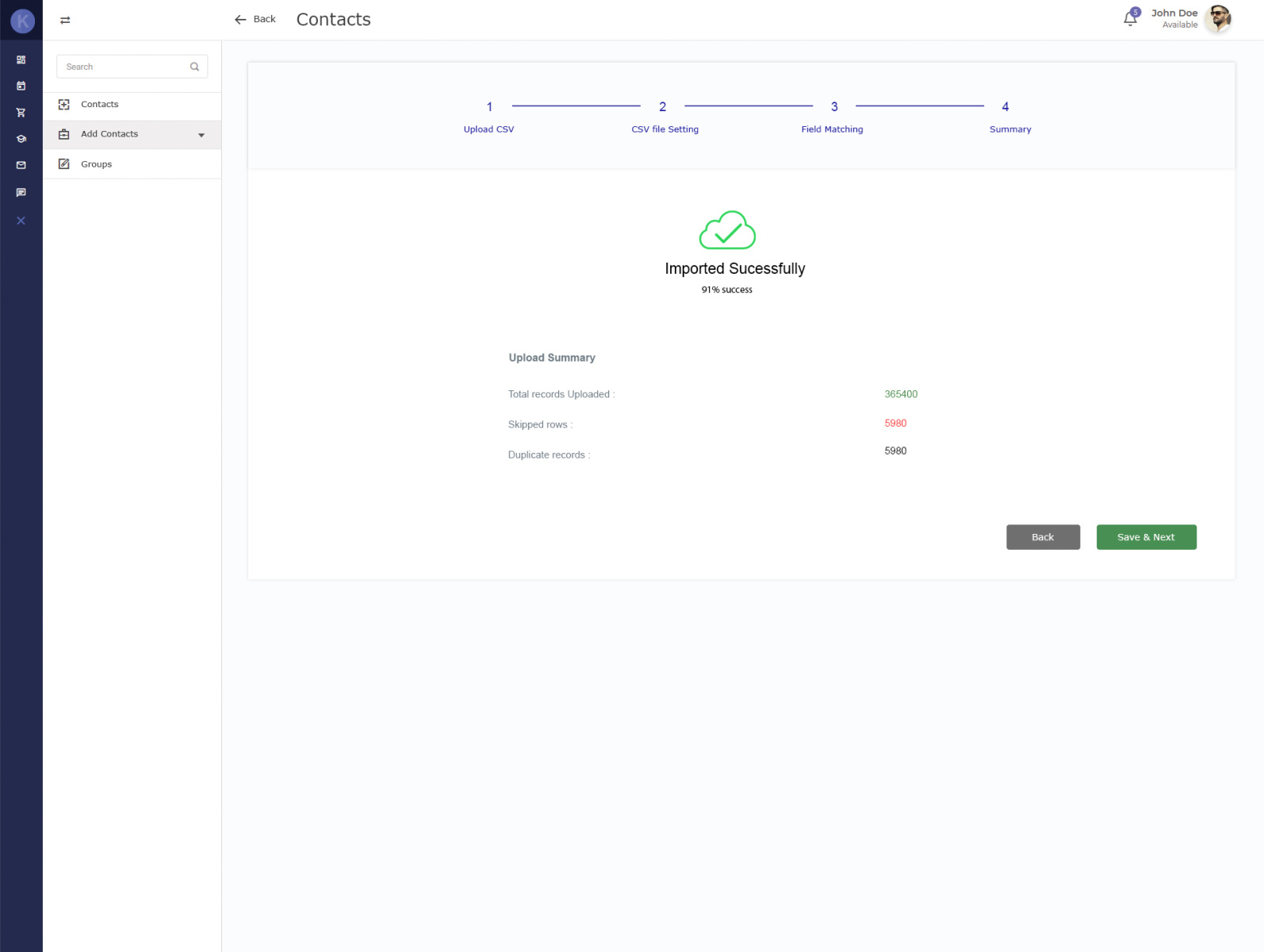 Admin page import contacts section by Kulvinder Singh on Dribbble