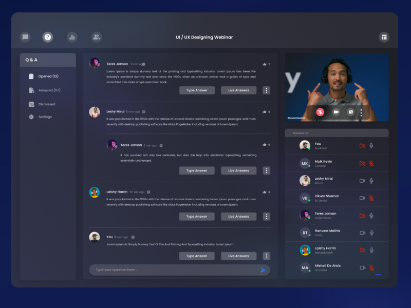 Q & A Panel of Webinar by Dinidu Kasun on Dribbble