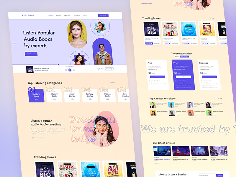 Audio Book Library - A complete website landing page design by Webzeel ...