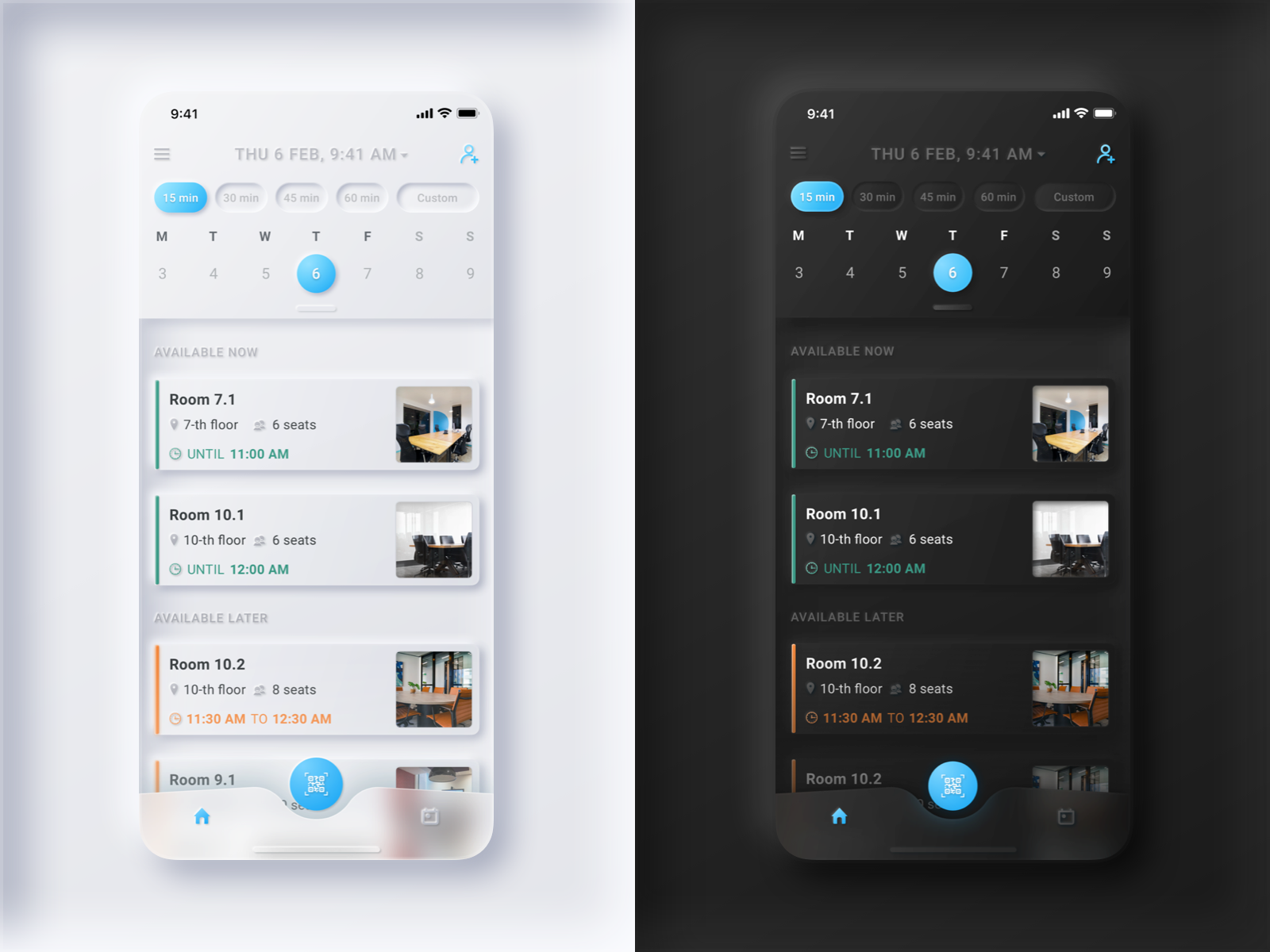 Meeting room neumorphic app by Slava Milenin on Dribbble