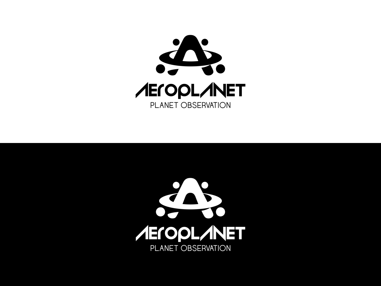 Black white aeroplanet logo by Afif Fadhlullah Azis on Dribbble