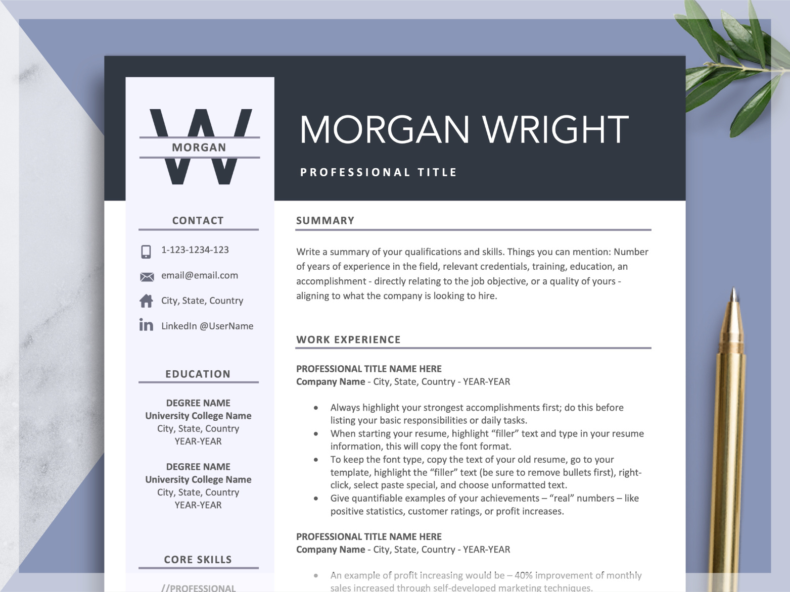 Professional Resume Design Bundle (5 Template Pages) by Larissa Sudom ...
