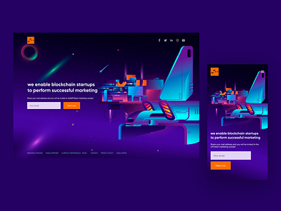 Space landing page design UFO START by theifox on Dribbble