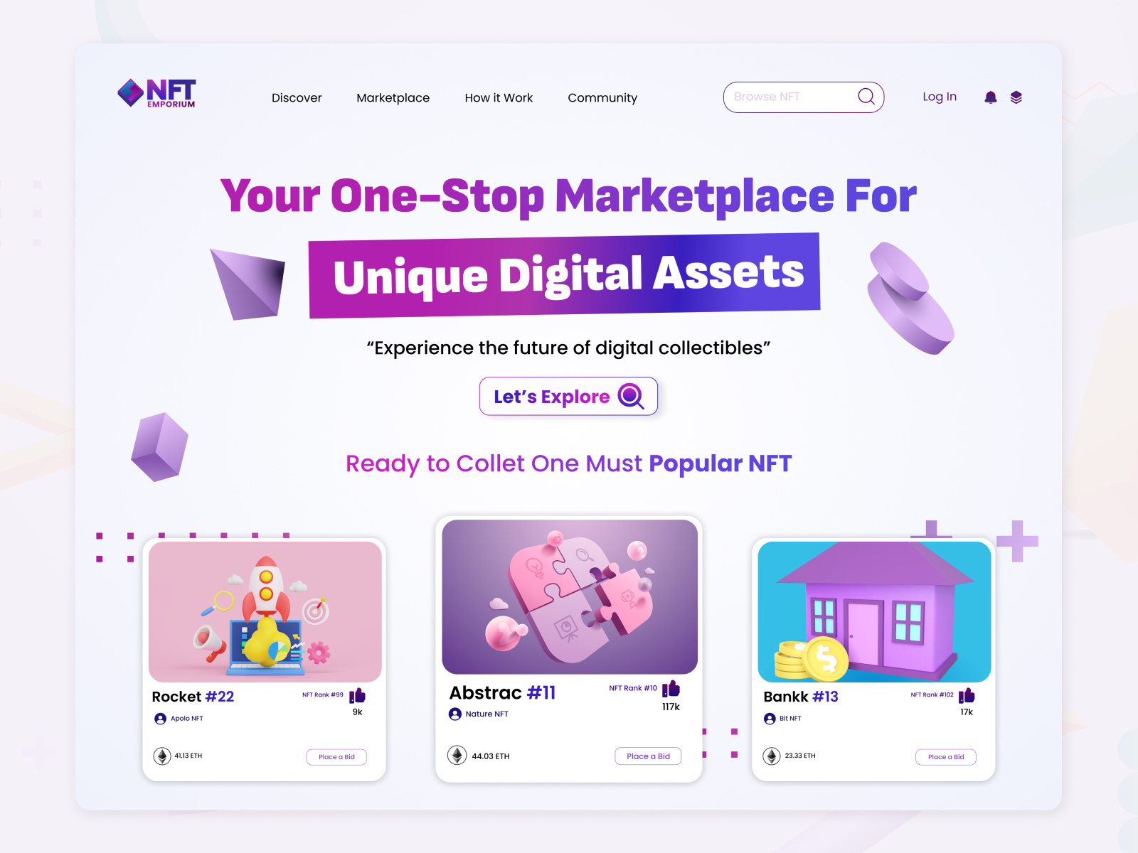NFT Emporium Landing Page by Firdaus Designer on Dribbble
