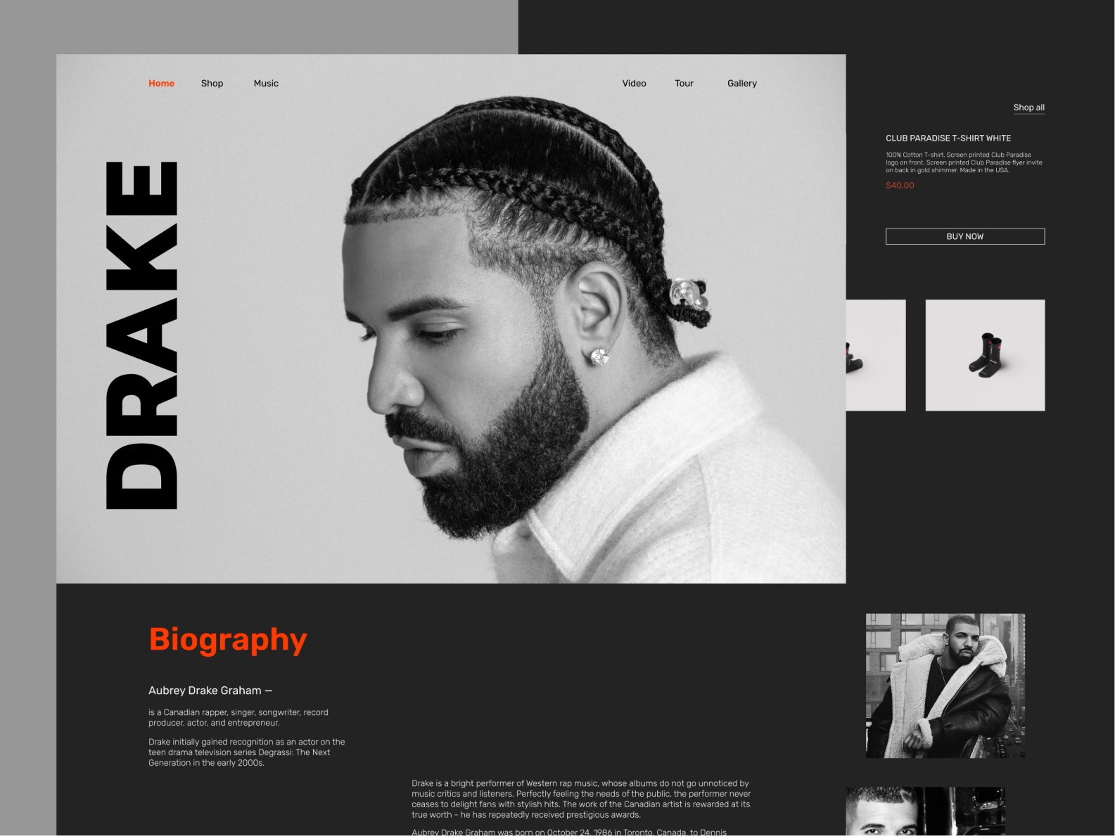 Drake website design by itisdari on Dribbble