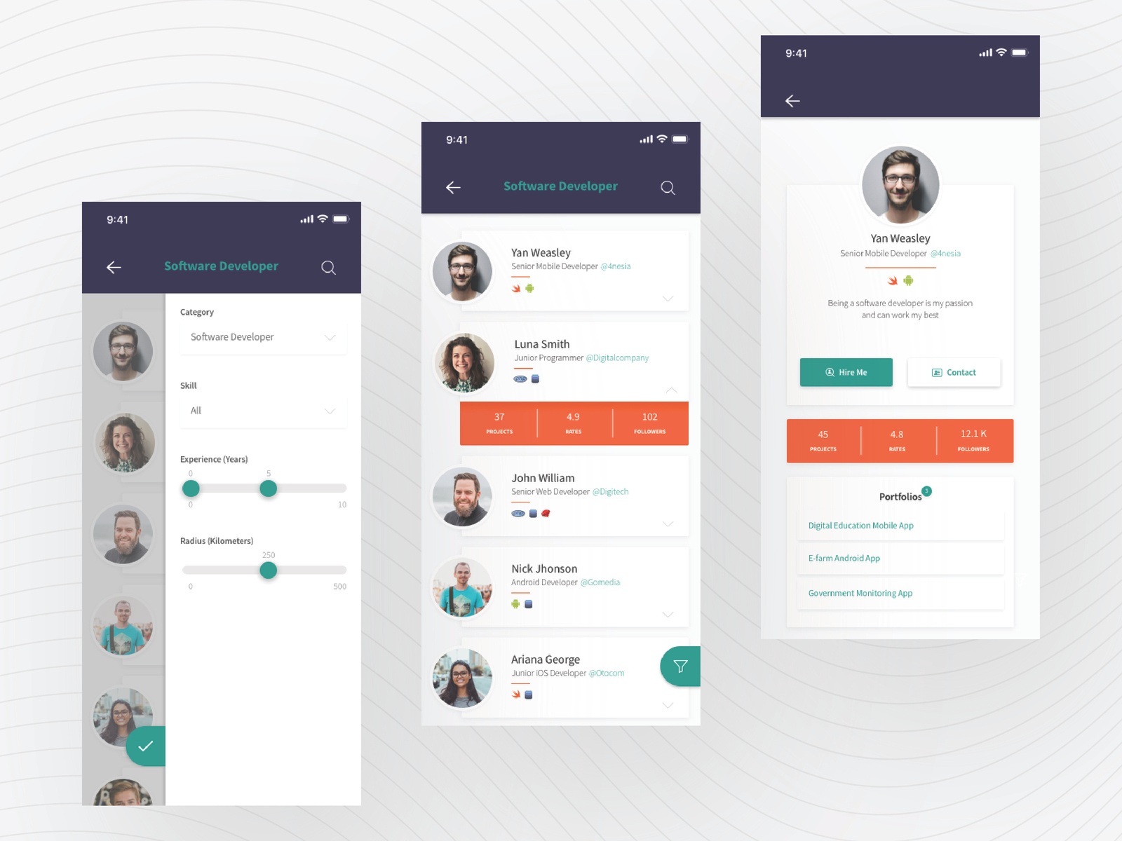 Hire Me App UI by Arian N. on Dribbble