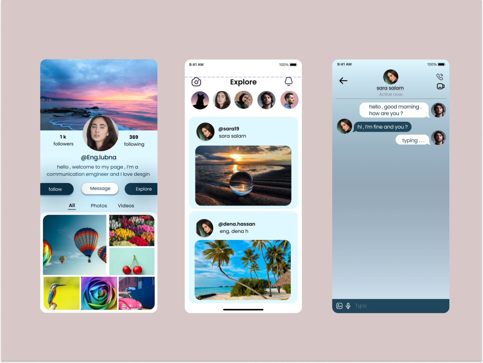 social media app (UI) by lubna mohammed on Dribbble