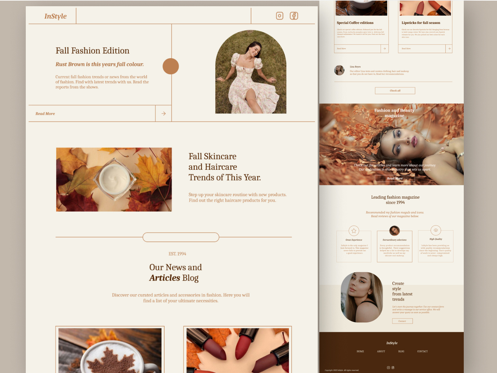 Aesthetic fall-themed magazine landing page by Sadia Afnan on Dribbble