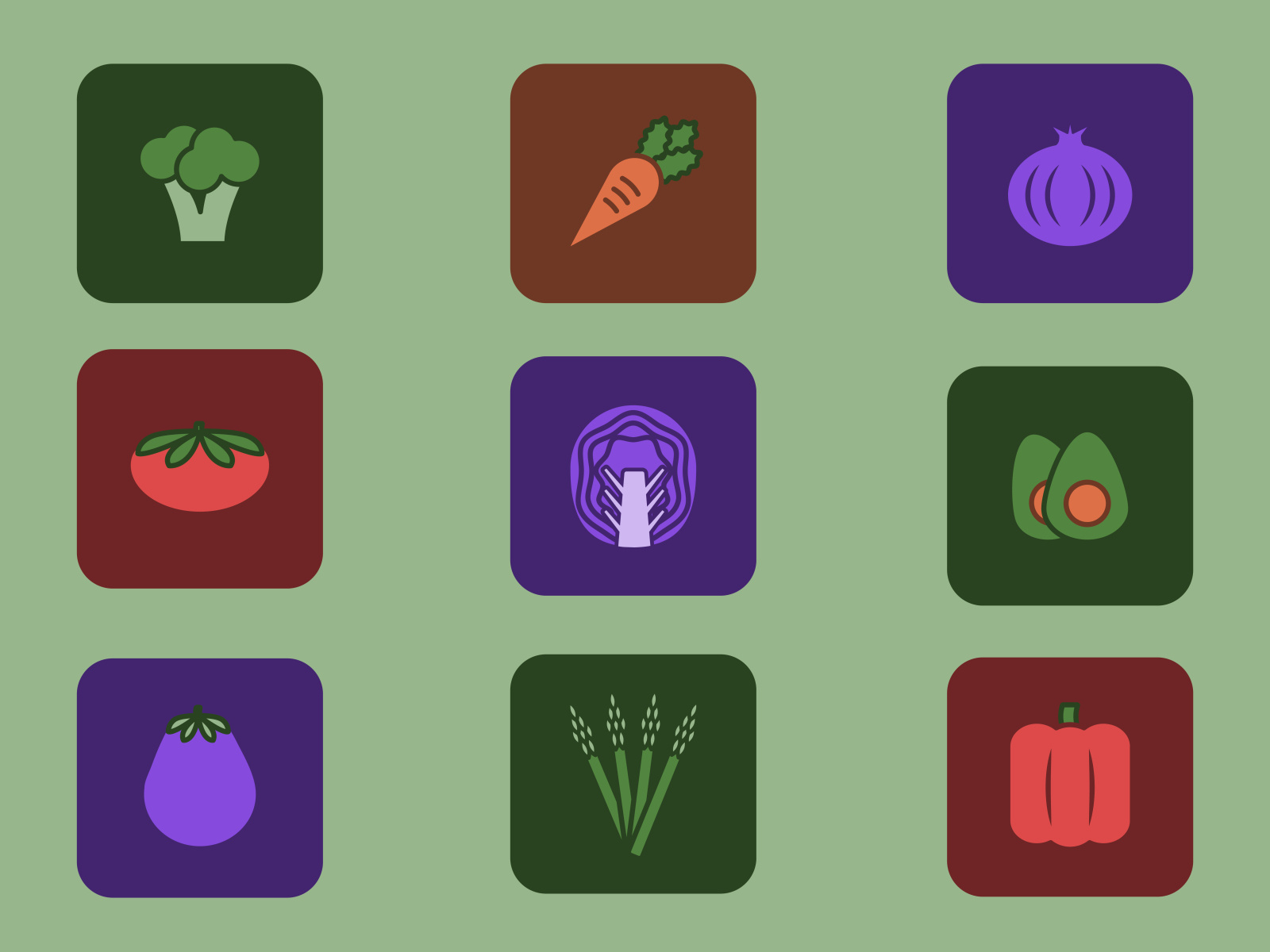 WIP Vegetable Icons by Allison Murray on Dribbble