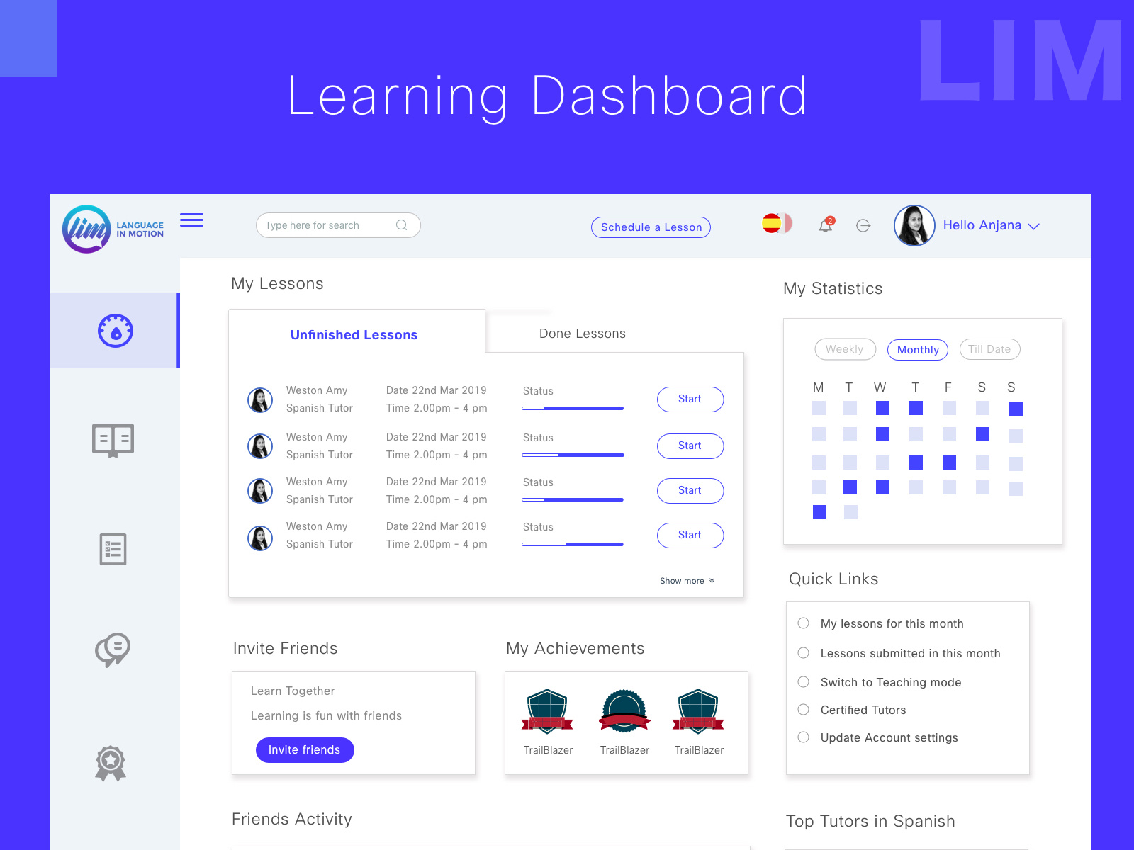 Learning Dashboard By Anjana On Dribbble