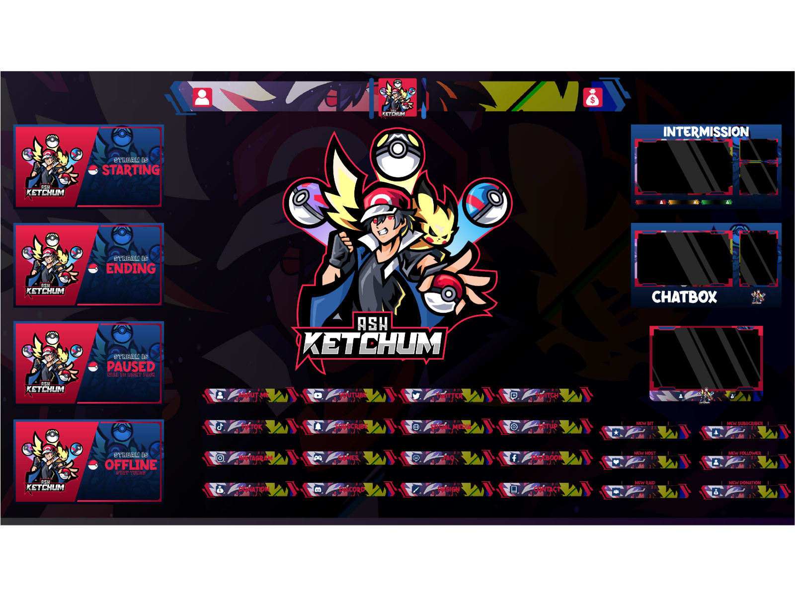 Ash Ketchum Twitch Overlay by The Twitch Masters on Dribbble