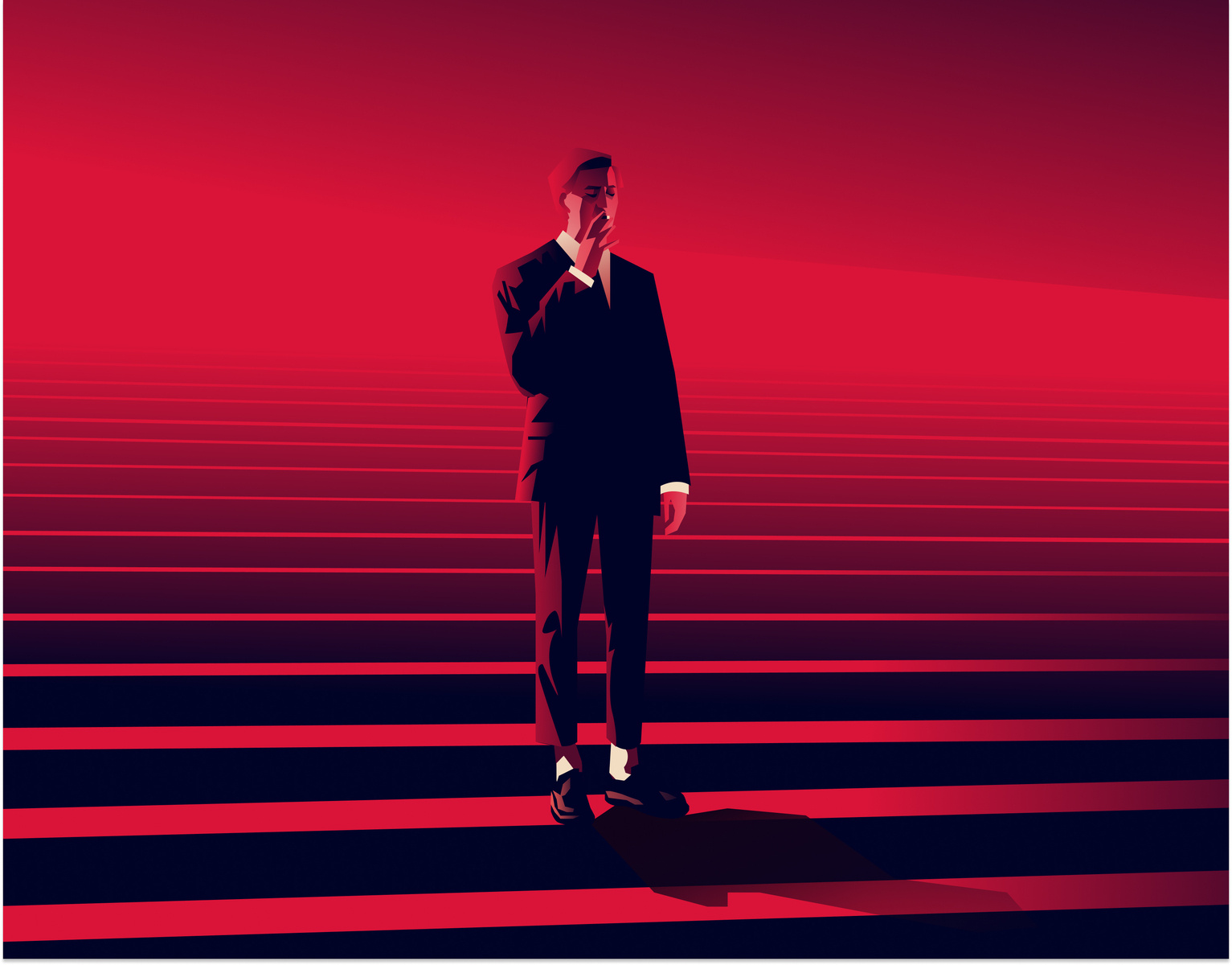 Dramatic man illustration by Olena on Dribbble