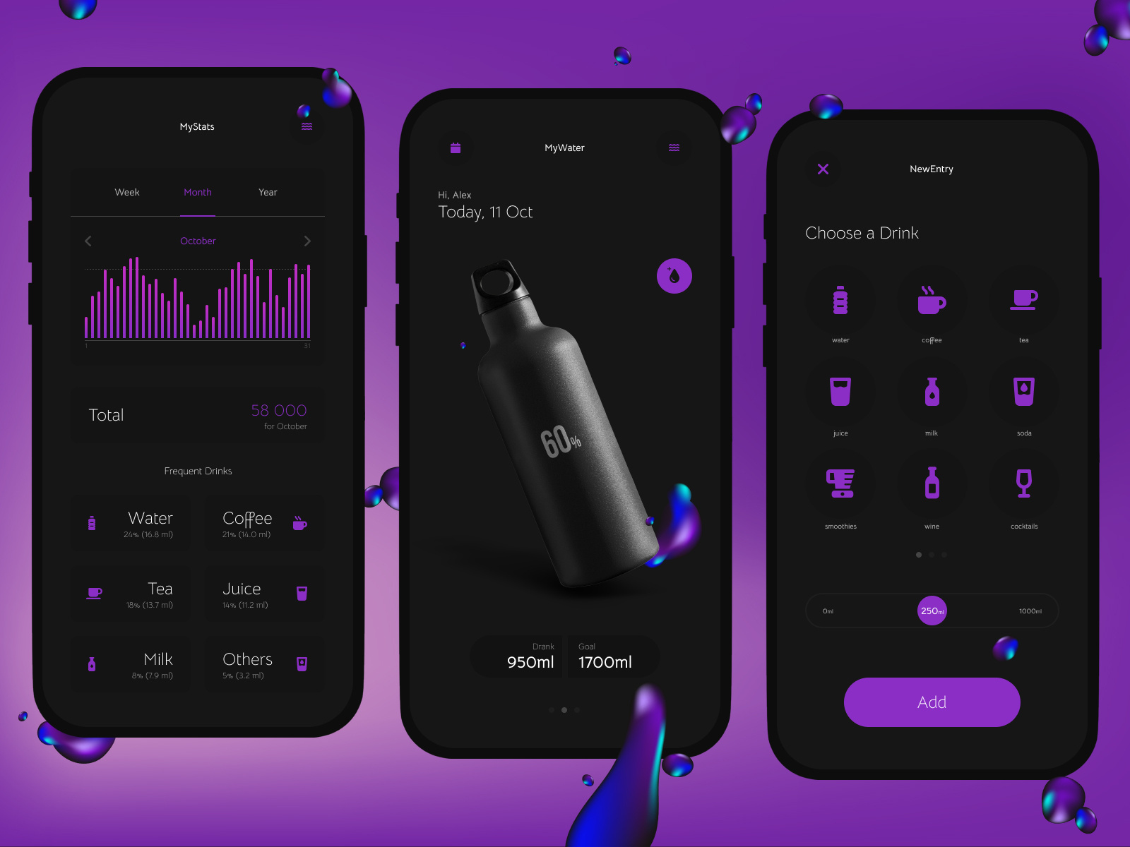 App Design. MyWater Tracking by Kalyna Design on Dribbble