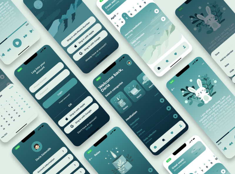 Meditation App Design by Daria Delendik on Dribbble