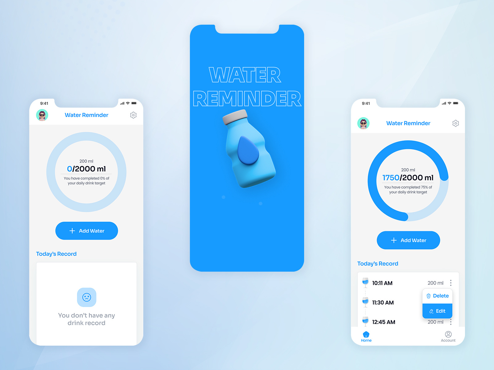 Water Reminder App Ui by Argon IT Services LLP on Dribbble