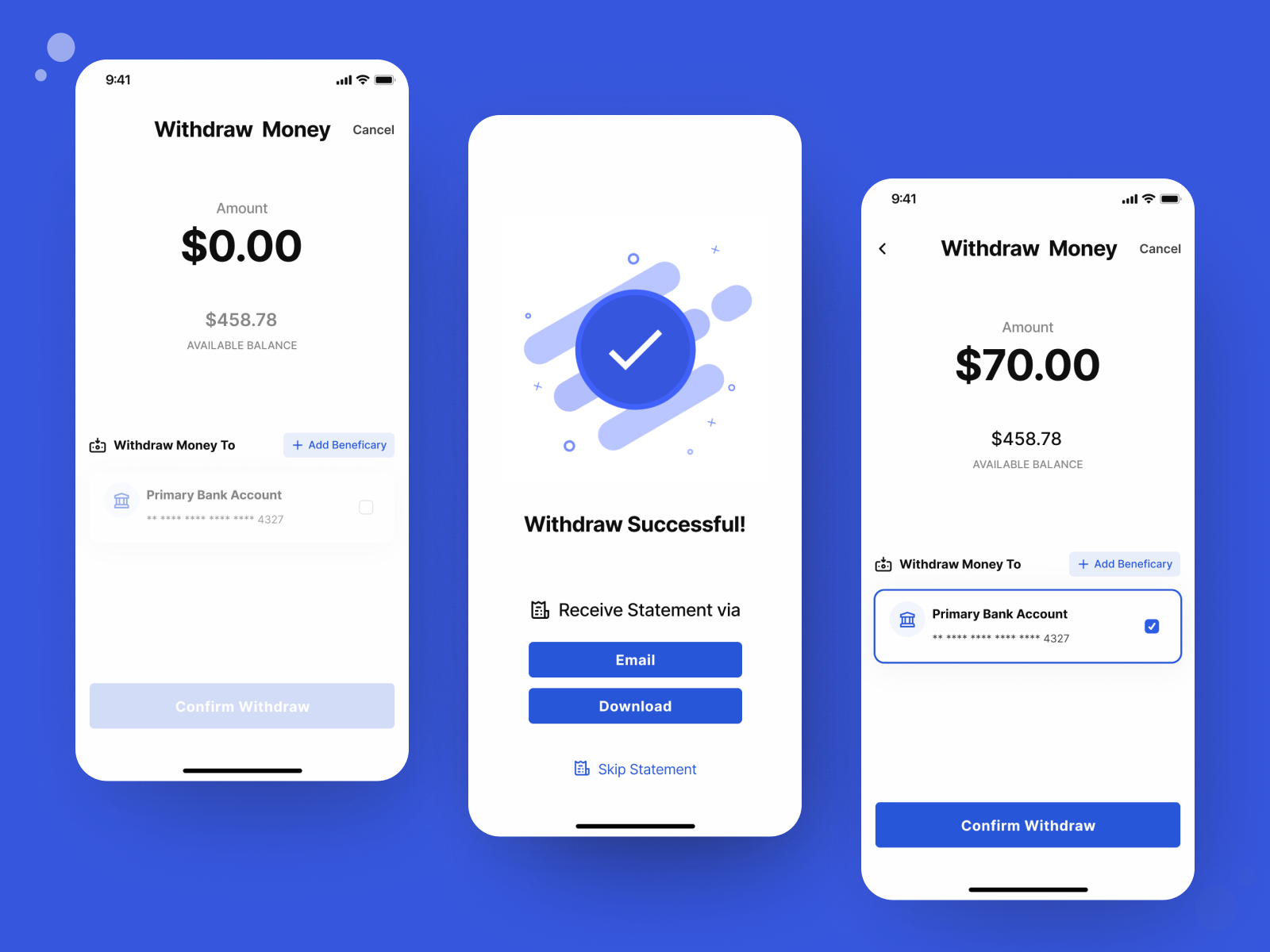 Outpay - Withdraw Money Screens by Christian Ilchev on Dribbble