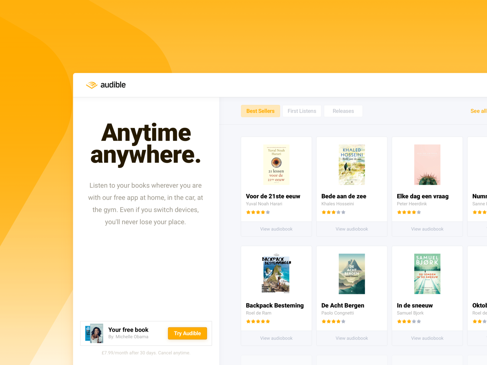 Landingspage concept — Audible by Rob Scholten on Dribbble