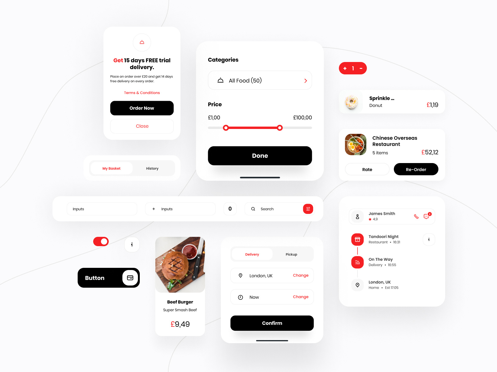 Food Delivery App - UI Components by J. Kyorov on Dribbble