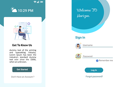horizon login page by Ayesha Amin on Dribbble