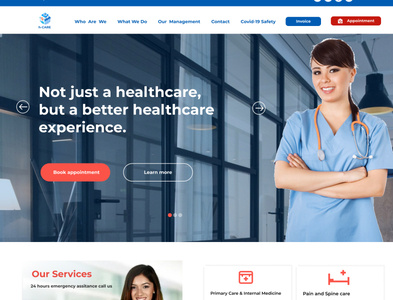 h-CARE Hospital Website by Mahi Adedare on Dribbble