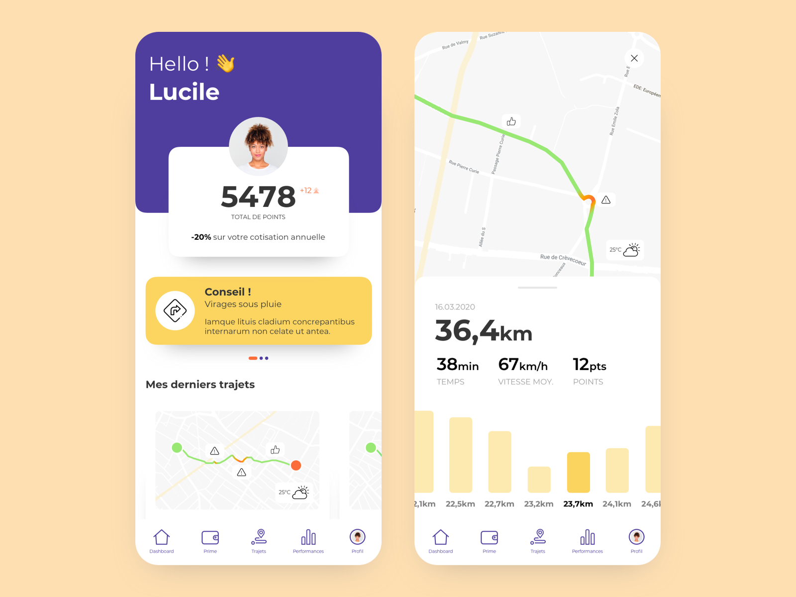 Driving app by Mehdi Lerille on Dribbble