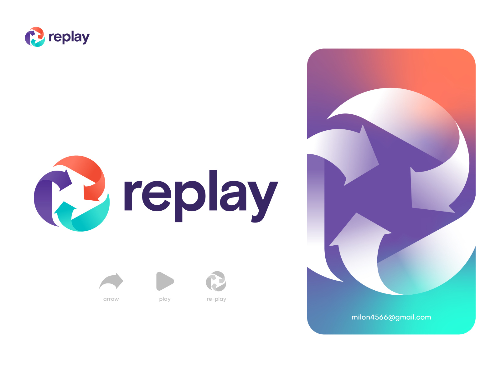 Replay Logo Design (Concept: Play Button and Arrow Symbol) by Milon ...